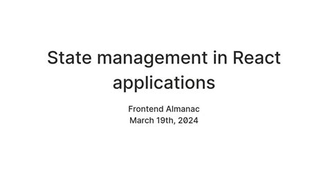 State Management In React Applications Teletype