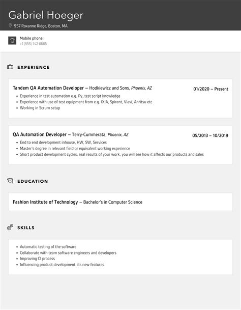 Qa Automation Developer Resume Samples Velvet Jobs