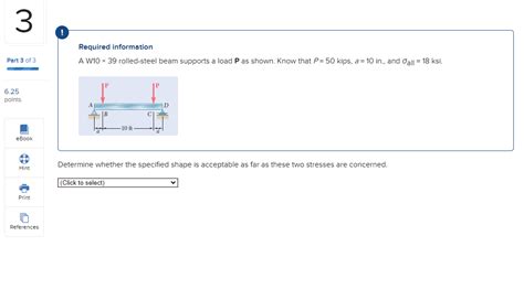 Solved Required Information A W10 39 Rolled Steel Beam Chegg Com