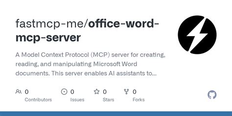 github fastmcp me office word mcp server a model context protocol mcp server for creating