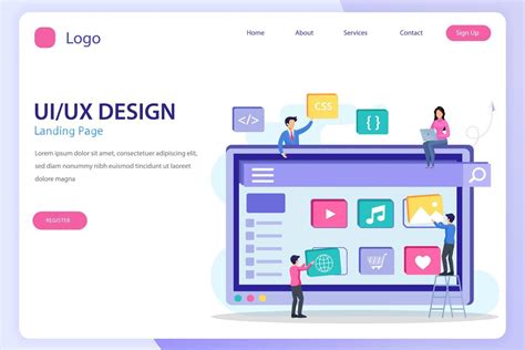 Ui Ux Design Concept Ui Ux Landing Page Website Flat Vector Template 12779027 Vector Art At
