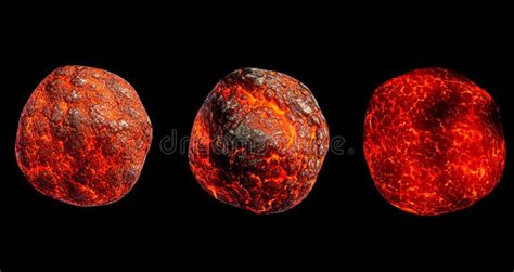 Fantasy Alien Planets With Surface Of Molten Hot Liquid Lava 3d Render Icons For Ui Space Game