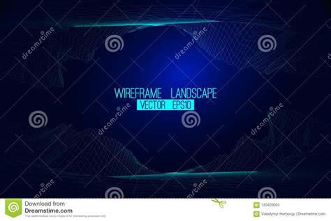 Abstract Vector Wireframe Landscape Background Cyberspace Grid Stock Vector Illustration Of