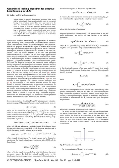 Pdf Generalised Loading Algorithm For Adaptive Beamforming In Ulas
