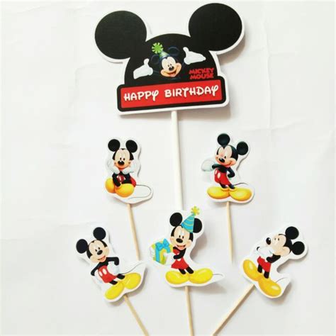 Topper Toper Hiasan Kue Cake Tart Ulang Tahun Happy Birthday Karakter Miki Mickey Mouse Lazada