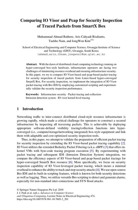 Pdf Comparing Io Visor And Pcap For Security Inspection Of Traced