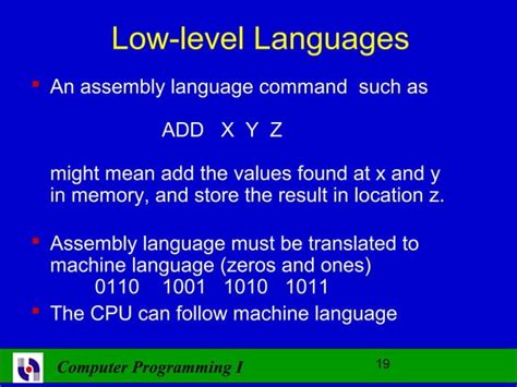 Computer Programming Lecture 1 Ppt Programming Languages Computing