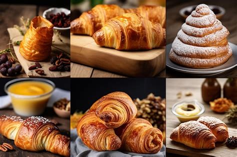 Premium Photo Collage Of Different Types Of Pastries On Wooden Table