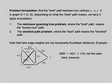 Weighted Graphs Example Consider The Following Graph Where