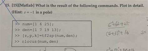 Solved Matlab What Is The Result Of The Following Chegg