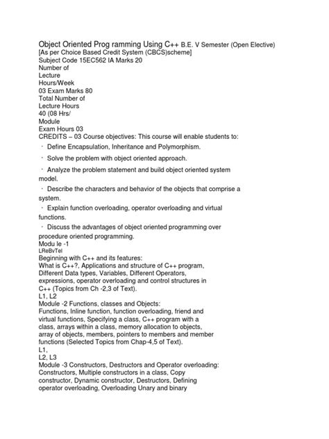 Object Oriented Prog Ramming Using C Lrebvtel Pdf