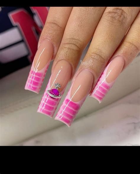Long Coffins With French Tip Crock Print Long Acrylic Nails Long