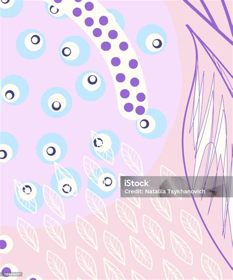 Artistic Header With Flowers And Leaves Graphic Design Hand Drawn Texture Stock Illustration