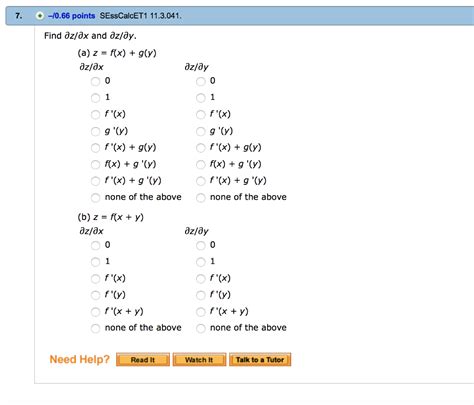 solved find partial differential z partial differential x