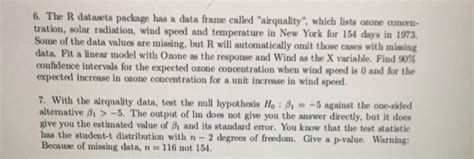 solved 6 the r datasets package has a data frame called