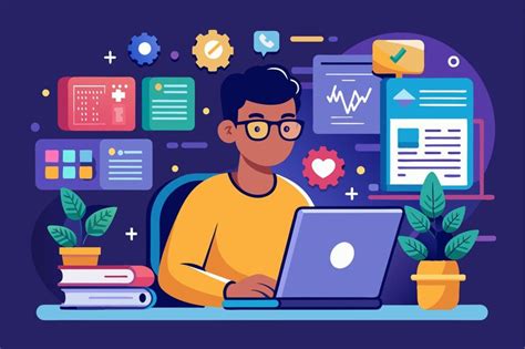 A Programmer Focuses On Coding And Testing While Surrounded By Digital