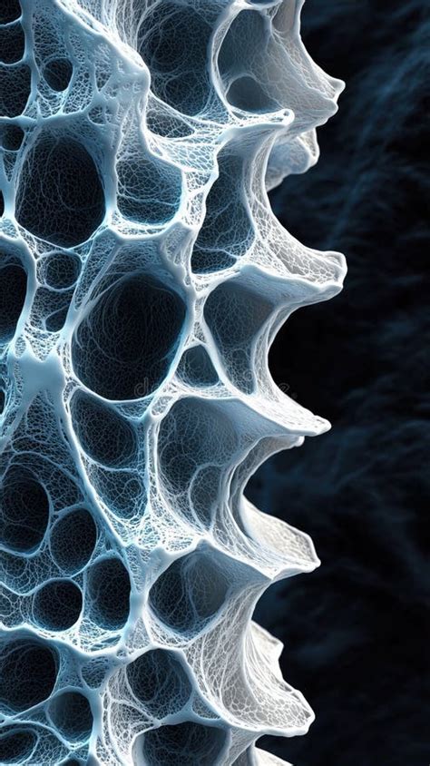 Intricate Microstructure Displaying Fluid Like Patterns In Blue And White On A Dark Background