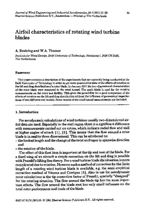 Pdf Airfoil Characteristics Of Rotating Wind Turbine Blades
