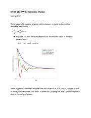 ENGR 216 HW 6 Harmonic Motion Docx ENGR 216 HW 6 Harmonic Motion Spring 2019 The Motion Of A