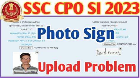 Ssc Cpo Si Online Form 2023 Photo Signature Upload Problem Youtube