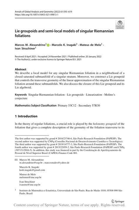 Lie Groupoids And Semi Local Models Of Singular Riemannian Foliations