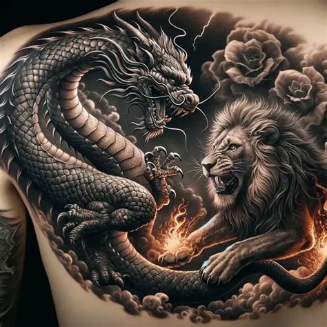 Pin On Lion Dragon Tattoo