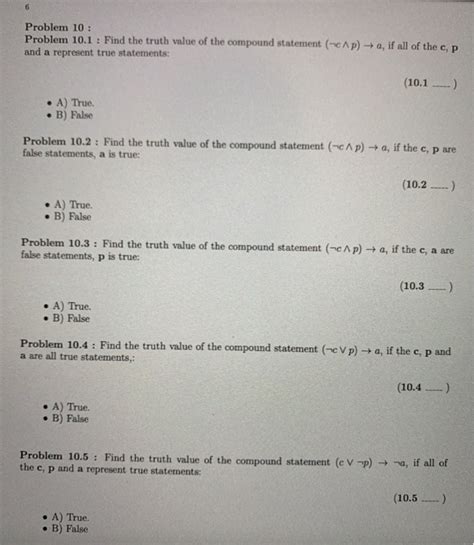 Solved Problem Problem Find The Truth Value Of Chegg Com