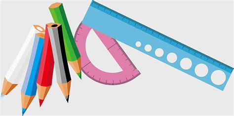 Measuring Rulers Illustration Color Pencils School Supplies Angle