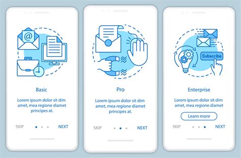 Email Marketing Subscription Onboarding Mobile App Page Screen With Linear Concepts Three