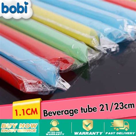 Bobi 100 Pieces Disposable Straw Milk Tea Straw Individually Wrapped