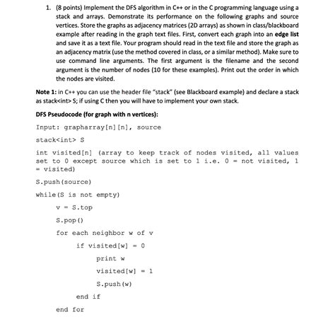 Solved Points Implement The DFS Algorithm In C Or Chegg