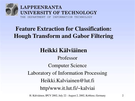 Ppt Feature Extraction For Classification Hough Transform And Gabor