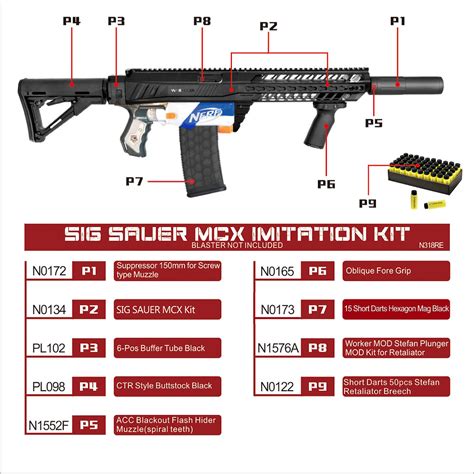 Worker Mod Sig Sauer Mcx Imitation Kit Short Dart Mass Combo For Nerf