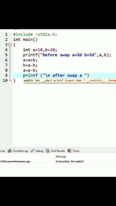 C Program To Swap Two Numbers Without Third Variable Shorts Coding Programming Easy Youtube