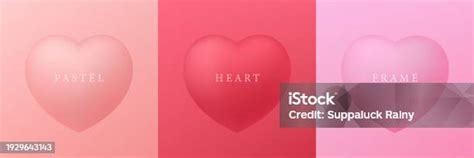 파스텔 핑크 레드 3d 하트 모양 프레임 디자인 세트 발렌타인 데이 축제 디자인을위한 요소 화장품 진열을 위한 하트 배경 모음