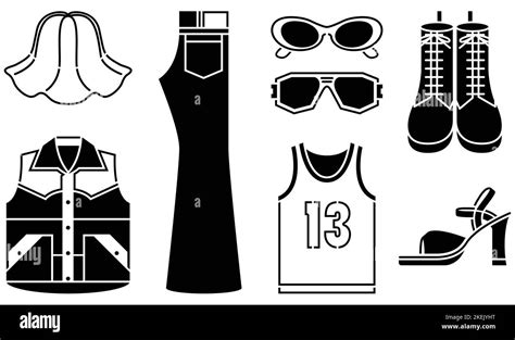 Womens Clothing Collection Fashion Wear Icons Elements Vector Stock