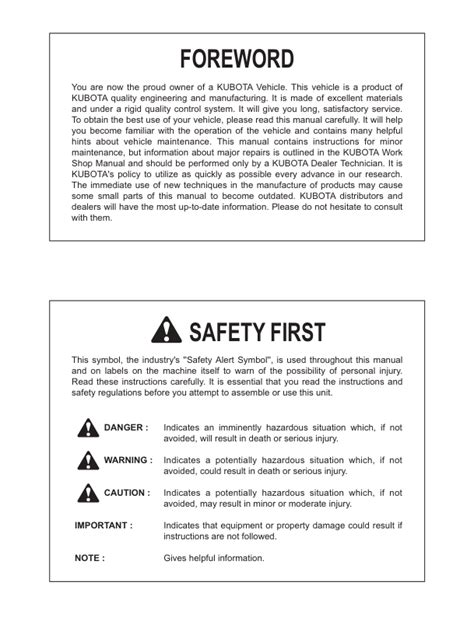 Kubota Rtv 400ci Utility Vehicle Operators Manual