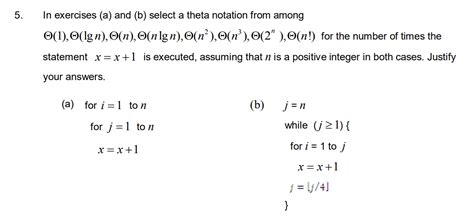 solved 5 in exercises a and b select a theta notation