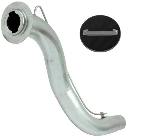 a reproduction of the fuel tank filler neck and black filler cap for