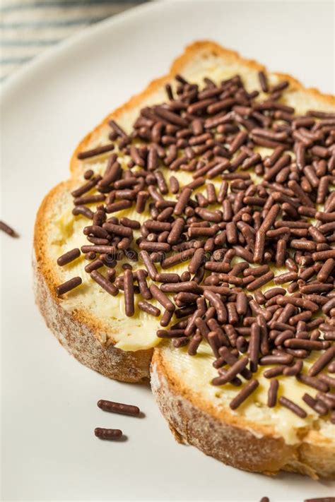 Homemade Dutch Hagelslag Toast With Butter Stock Image Image Of