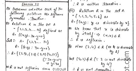 Relation And Function Class 12th Math Handwritten Notes
