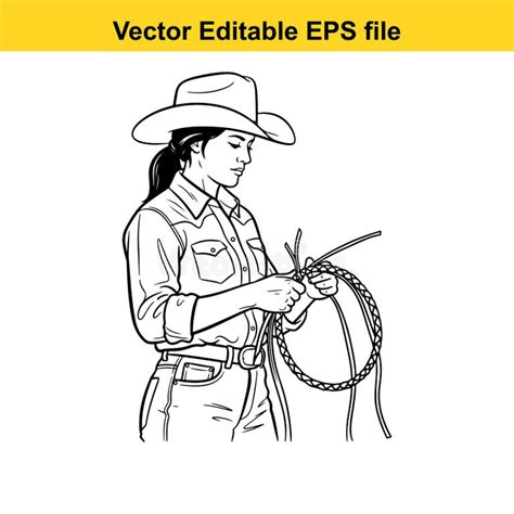 Cowgirl Skillfully Tying A Lasso A Classic Symbol Of The American West