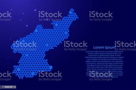 북한은 배너 포스터 인사말 카드 노드와 공간 별 패턴 기하학적 배경을 반복 파란색 삼각형에서 추상적 인 회로도 벡터 일러스트입니다 3차원 형태에 대한 스톡 벡터 아트 및