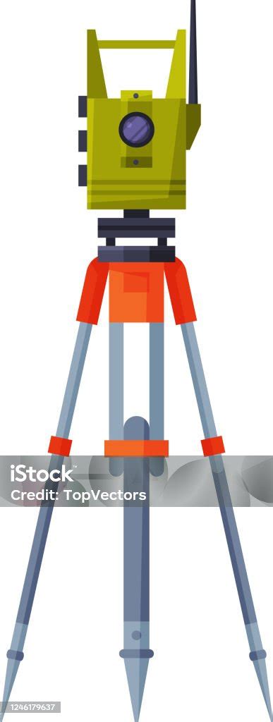 Vetores De Teodolite No Tripé Equipamento Geodésico Ilustração De Vetor De Instrumento De