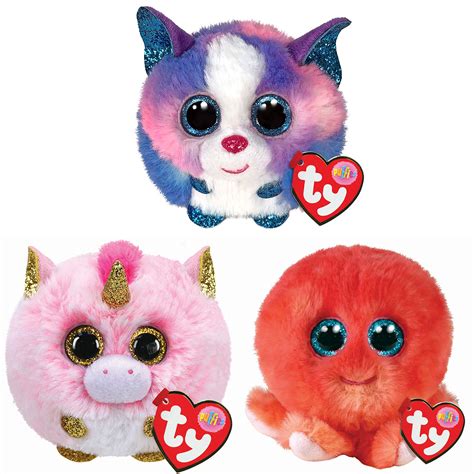 Ty Puffies Soft Plush Toy Multipack Fantasia Cleo Sheldon 4 Inch