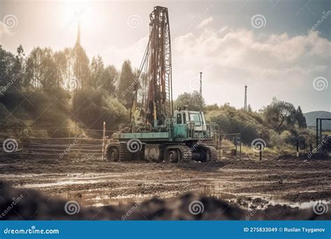 Drilling A Geothermal Well With A Groundwater Well Drilling Rig Ground