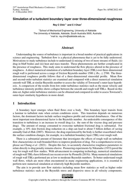 Pdf Simulation Of A Turbulent Boundary Layer Over Three Dimensional Roughness