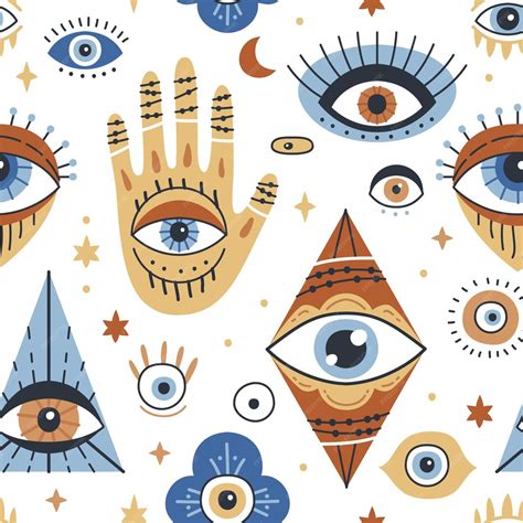 Premium Vector Seamless Pattern Design With Evil Eye Hamsa