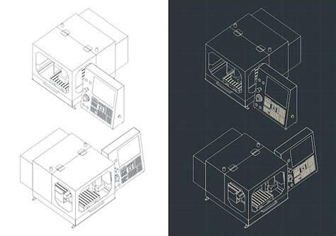 Premium Vector Desktop Cnc Router Machine Isometric Blueprints