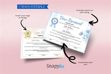 Vow Renewal Certificate Editable Graphic By Snapybiz · Creative Fabrica
